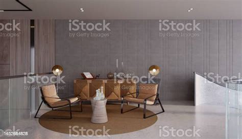3d 렌더링 3d 그림 인테리어 장면 및 모형 사이드 보드 및 안락 의자 좌석 공간 0명에 대한 스톡 사진 및 기타 이미지