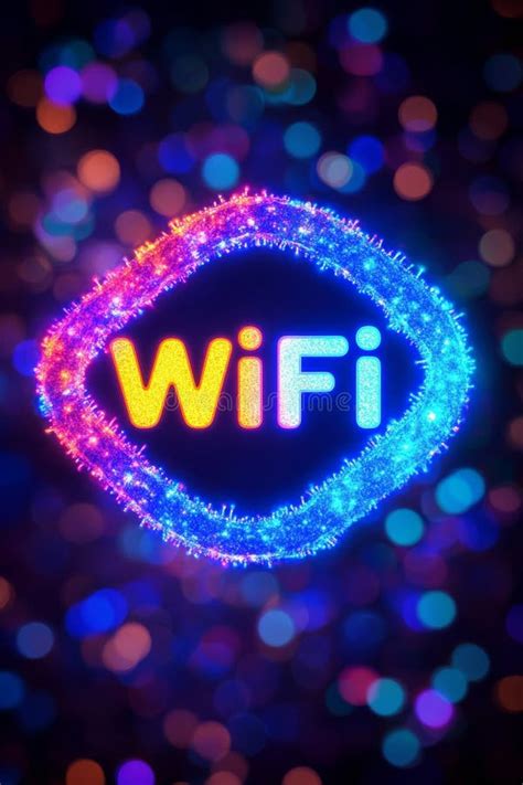 Vibrant Wifi Symbol On Abstract Colorful Bokeh Background Wireless Technology Concept Stock