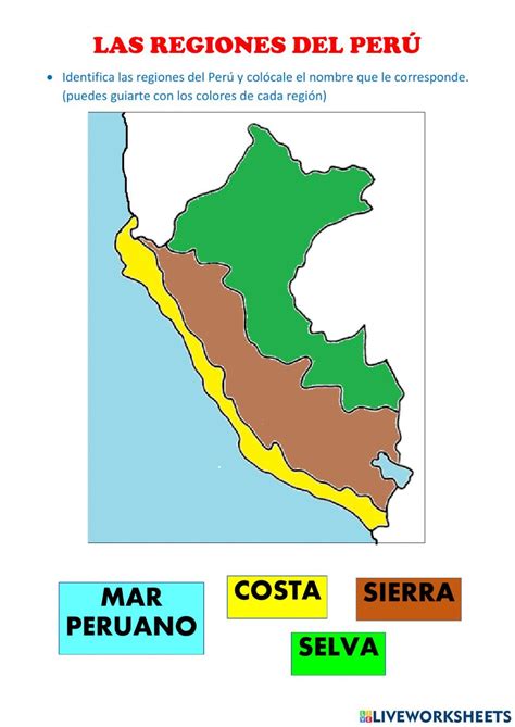 Las Regiones Del Perú Exercise Actividades Escolares Geografia Del
