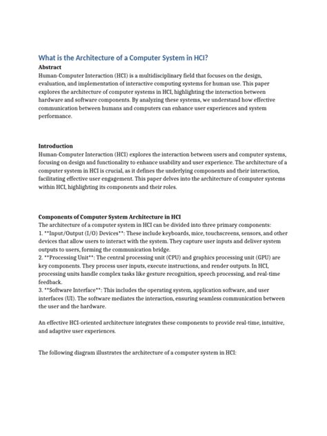Hci Architecture Paper With Diagram Pdf Human Computer Interaction
