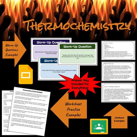 Thermochemistry Stations Warm Up Questions And Practice Worksheet