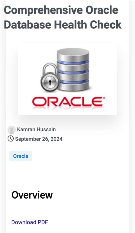 Oracle Database Health Check Also Download Free Pdf