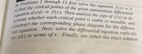 Solved In Problems Through First Solve The Equation Chegg Com