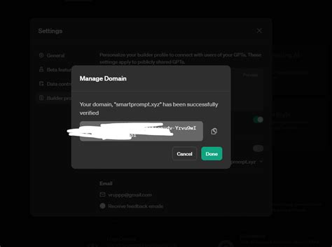 Domain Says Verified Success Message But Still Not Working Gpt