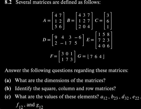 Solved 82 Several Matrices Are Defined As Follows Solved 82 Several Matrices Are Defined As Follows