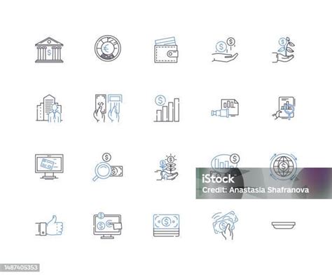 주식 중개 라인 아이콘 컬렉션입니다 거래 투자 주식 주식 채권 포트폴리오 배당금 벡터 및 선형 그림 Etf 선물 외환 개요