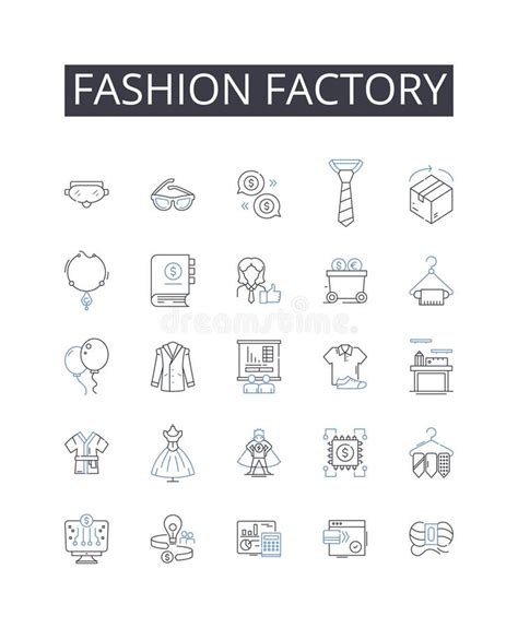 Fashion Factory Line Icons Collection Clothing Workshop Style