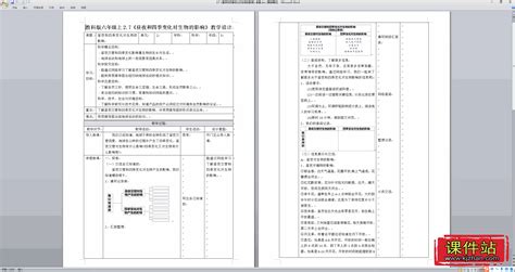 2 7昼夜和四季变化对生物的影响教案教学设计