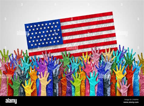 American Diversity Celebration As Diverse Citizens Of The Usa With A