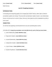 Copy Of Lab 3 Graphing Lab Revised Name Insert Here Period Insert Here Date Insert Here