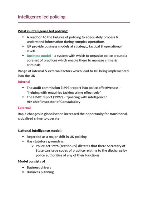 Intelligence Led Policing Pdf Crimes Crime And Violence