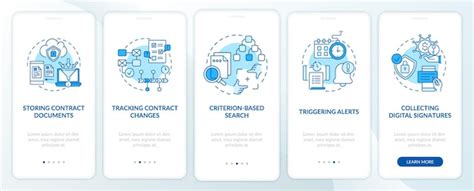 Premium Vector Contract Management Software Functions Onboarding Mobile App Page Screen With