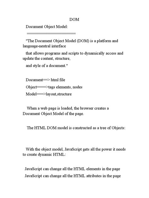 Dom Notes Pdf Document Object Model Java Script