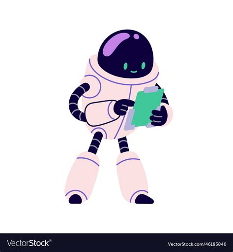 Cute Robot In Retro Futuristic Style Android Bot Vector Image