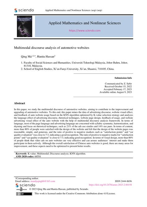 Pdf Multimodal Discourse Analysis Of Automotive Websites