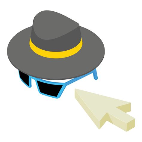 Online Anonymity Icon Isometric Vector Mouse Cursor Men Hat And Sunglasses 15882164 Vector Art