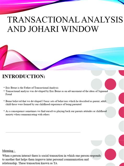 Tranasctional Analysis And Johari Window Pdf Psychological Concepts