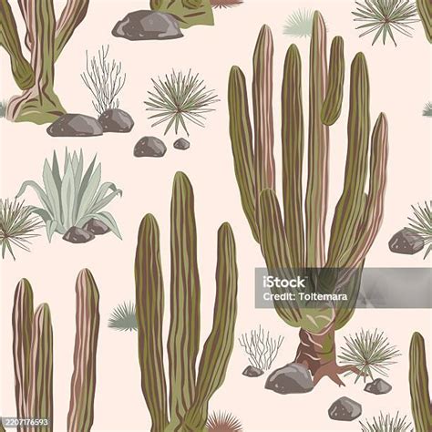 오래 되고 키가 큰 멕시코 자이언트 카르돈 선인장과 용설란 완벽 한 패턴 선인장 풍경 배경 벡터 일러스트 레이 션 0명에 대한 스톡 벡터 아트 및 기타 이미지 Istock