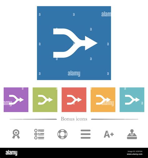 Merge Arrows Right Flat White Icons In Square Backgrounds 6 Bonus
