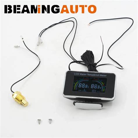 2 в 1 ЖК Цифровой Автомобильный датчик температуры воды Вольтметр с датчиком температуры воды