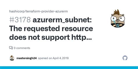 Azurermsubnet The Requested Resource Does Not Support Method