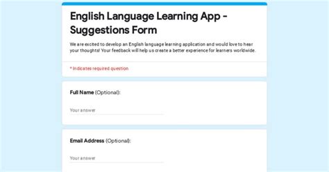 Howaida Ahmed On Linkedin English Language Learning App Suggestions Form