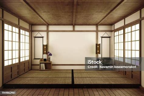 다다미 바닥과 일본 전통의 현대적인 빈 거실 3d 렌더링 0명에 대한 스톡 사진 및 기타 이미지 0명 3차원 형태 가구 Istock