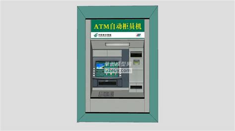 邮政银行atm取款机柜员机su模型sketchup草图大师skp模型