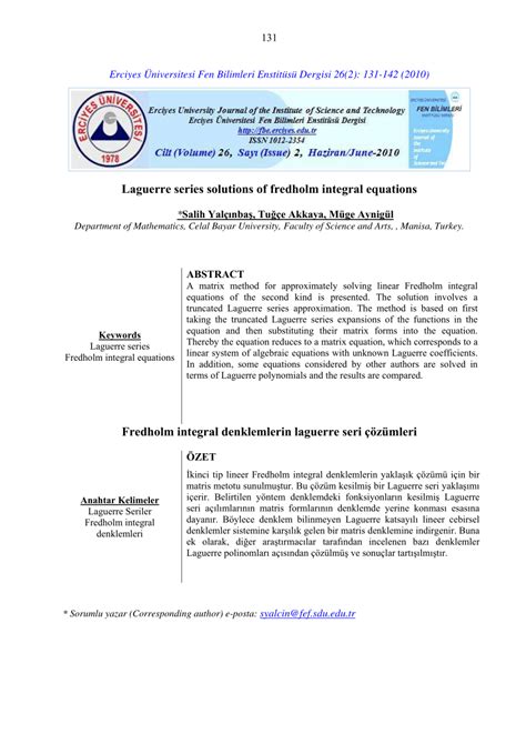 Pdf Legendre Series Solutions Of Fredholm Integral Equations