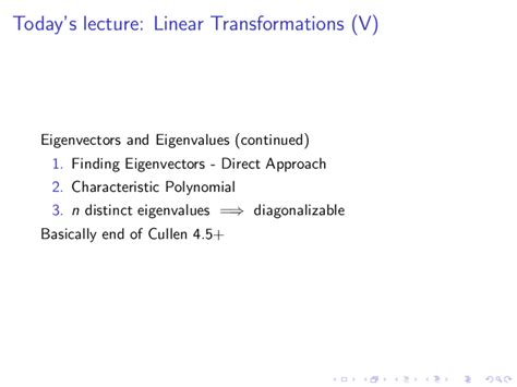 Linear Transformations Lecture Notes Math 341 Docsity