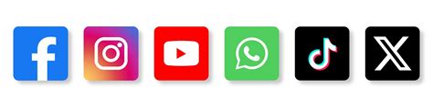 Premium Vector Social Media Icons Realistic Social Media Logotype