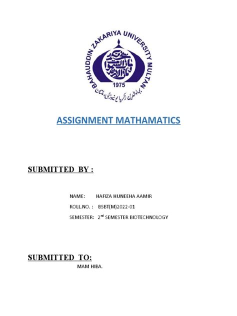 Assignment Mathamatics Pdf Equations Mathematical Analysis