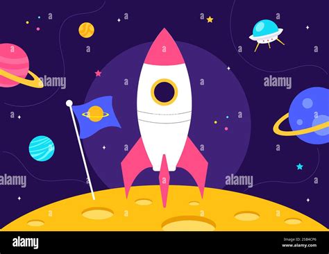 Space Exploration Vector Illustration Featuring An Astronaut Floating In Outer Space Among