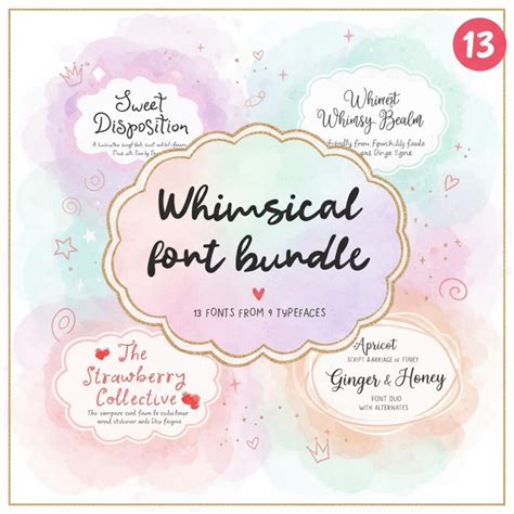 Whimsical Handwriting Font Bundle 9 Premium Fonts Handwritten Font