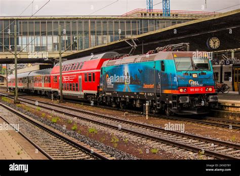 An Old Train At The Train Station Deutsche Bahn Electric Class 185
