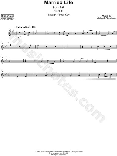 Flutorials Married Life Excerpt Easy Sheet Music Flute Solo In