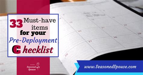 Pre Deployment Checklist For Military Spouses Seasoned Spouse