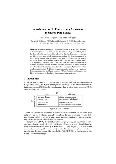 Pdf A Web Solution To Concurrency Awareness In Shared Data Spaces