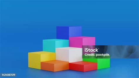 빈 멀티 컬러 직사각형 연단 기하학적 모양 받침대 제품 디스플레이 프리젠 테이션 3d 렌더링 0명에 대한 스톡 사진 및 기타 이미지 Istock