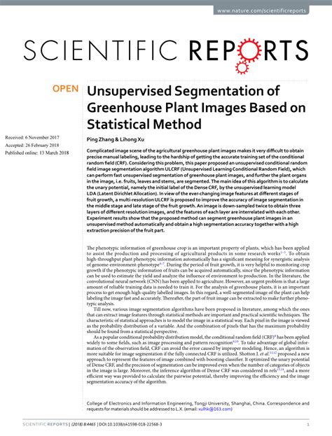 Pdf Unsupervised Segmentation Of Greenhouse Plant Images Based On