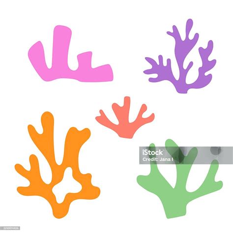 파스텔 산호 일러스트레이션 세트 바다 해양 생물 및 자연에서 영감을 받은 디자인을 위한 부드러운 색상의 수중 산호초 컬렉션 0