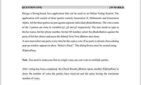 Solved Design A Swing Based Java Application That Can Be