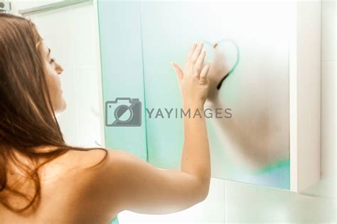 Nude Woman Drawing Heart On Steamy Mirror By Kryzhov Vectors Illustrations With Unlimited