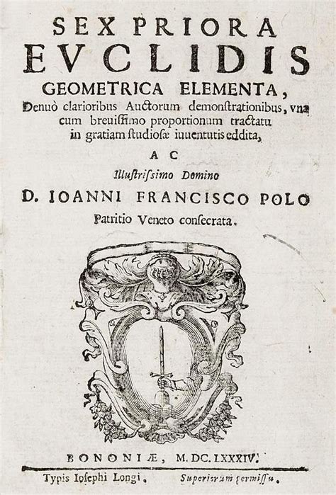 Sold Price Euclides Sex Priora Euclidis Geometrica Elementa Bononia Typis Iosephi Longi
