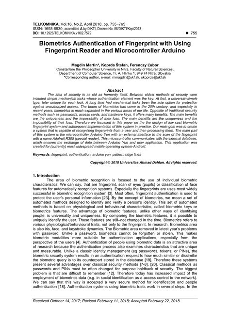 Biometrics Authentication Of Fingerprint With Using Fingerprint Reader