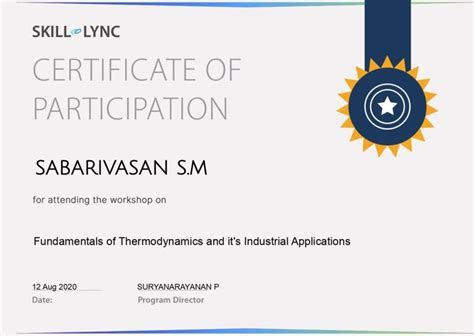 Completed Thermodynamics Course Sabarivasan Sm Posted On The Topic Linkedin