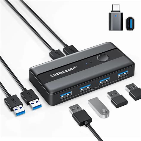 Usb Kvm Switch Adapter Usb 3 0 Switcher 2 Input 4 Output Usb Switch Kvm Switcher Printer Sharer