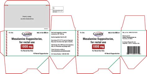 Mesalamine Suppository Package Insert Prescribing Info