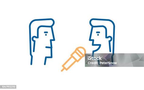 마이크와 다른 사람을 인터뷰 하는 기자 인터뷰 저널리즘 정치 텔레비전 기자 회견 Reportages 및 다른 미디어 통신 과목에