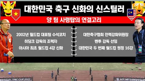2022 Aff 아세안축구선수권대회 박항서 Vs 김판곤 한국인 감독 맞대결 베트남 Vs 말레이시아 Sbs